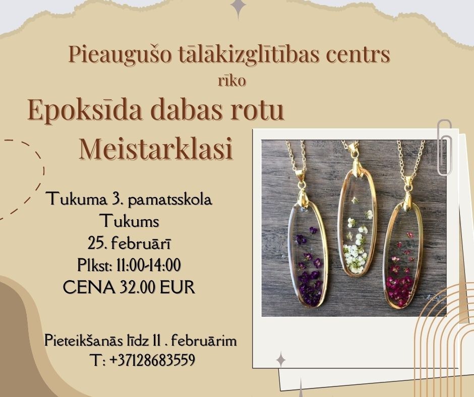 Epoksīda dabas rotu meistarklase : kandava.lv